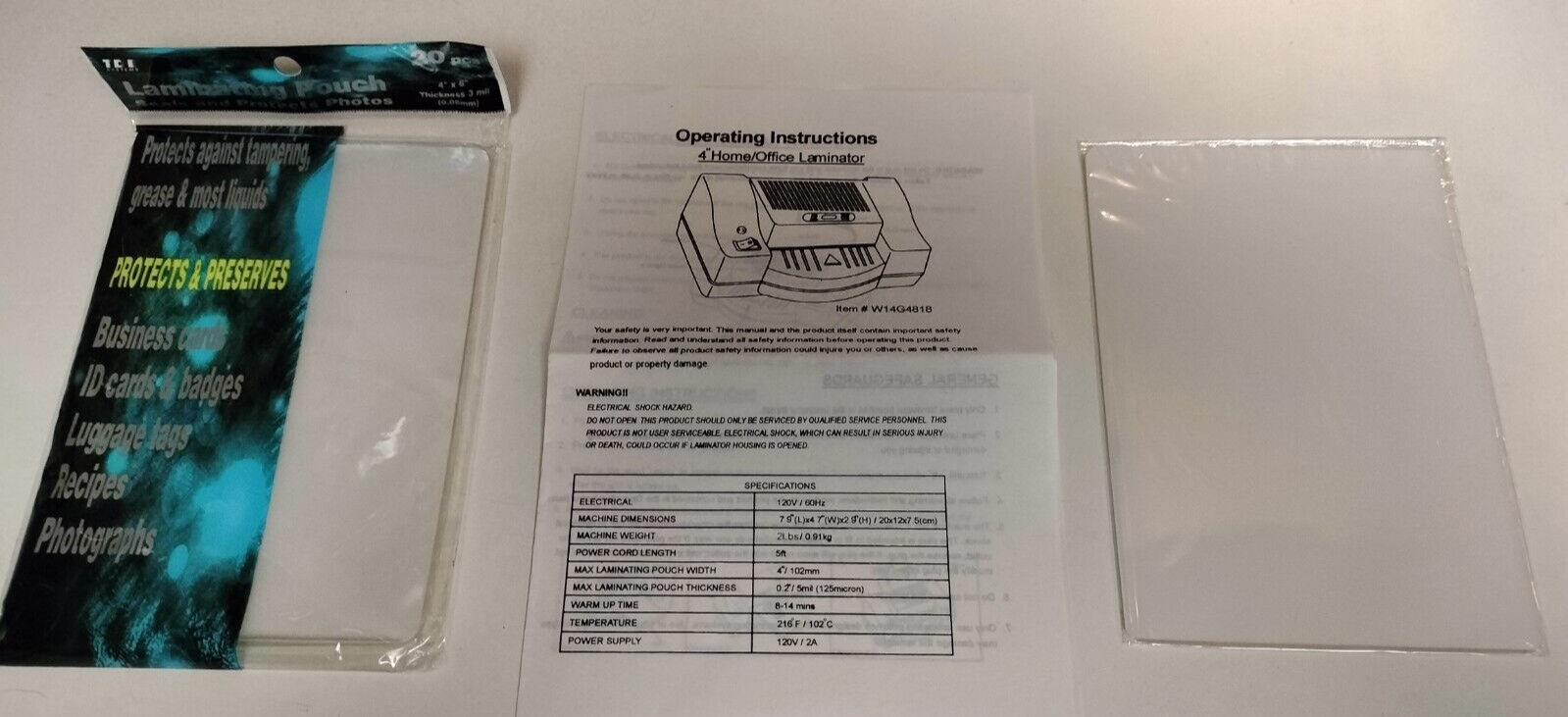 TDE Systems Laminator 4 X 6 Instructions Pouches W14g4818 for sale ...