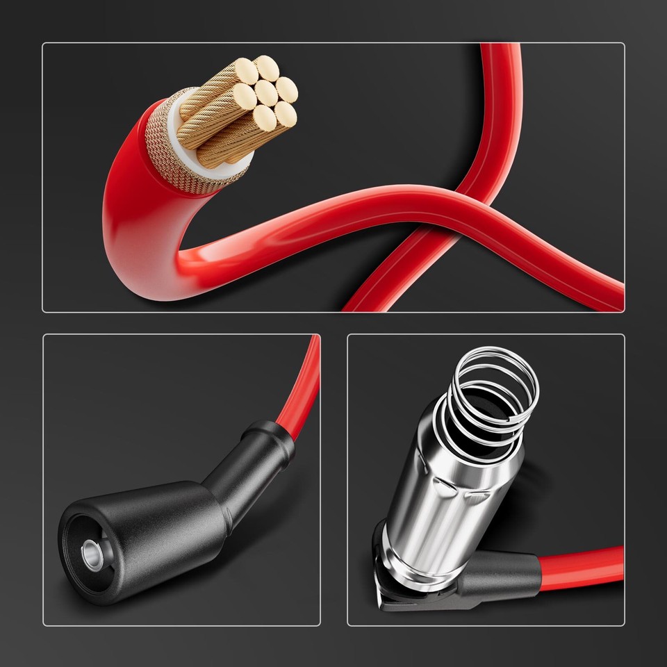 8x Red Square Ignition Coil & Spark Plug Wire Kits for GM Chevy ...
