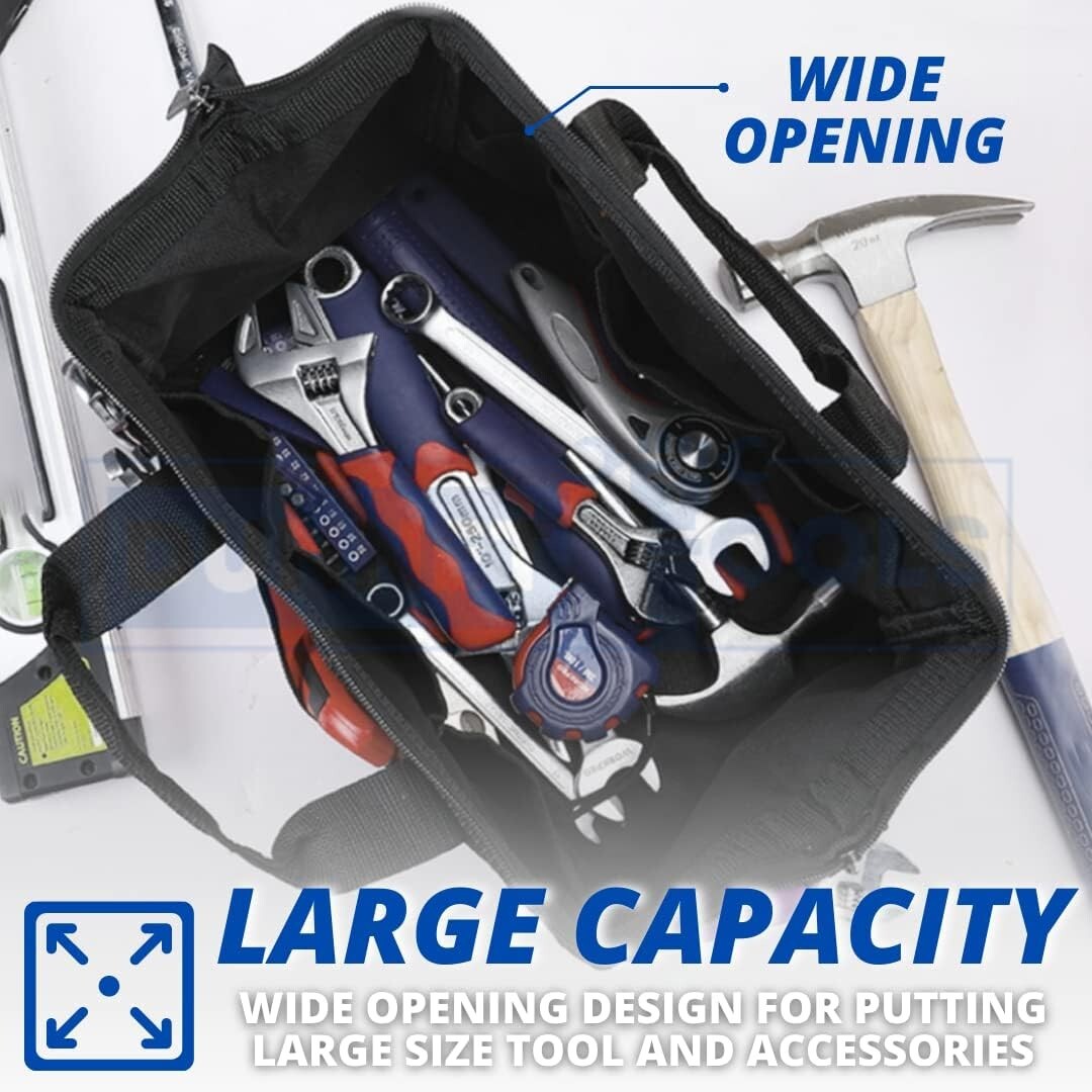 12" Nylon Tool Bag Heavy Duty DIY Storage Zip-up Holdall Toolbag Tools ...