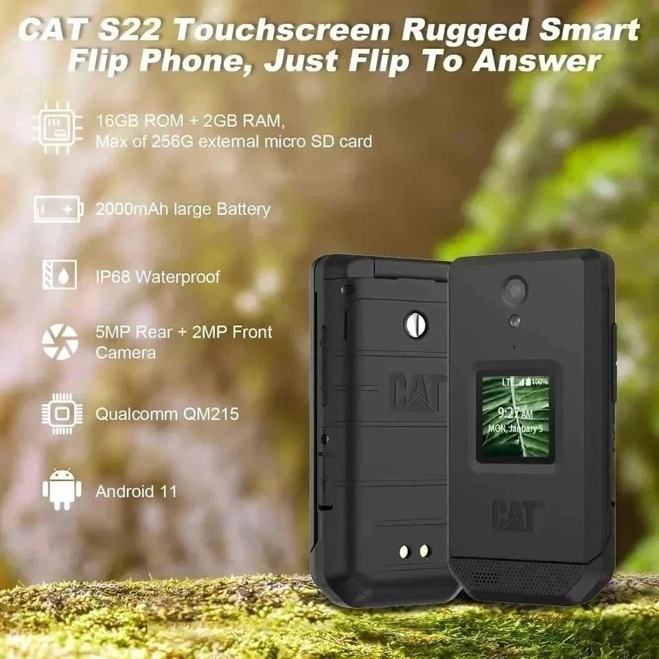 CAT S22 Rugged Flip Phone Unlocked (16GB) 2.8'' Touchscreen Smart Cell ...