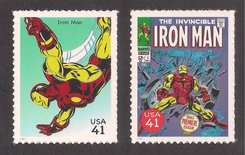 IRON MAN - MARVEL COMICS - SET OF 2 U.S. POSTAGE STAMPS - MINT ...
