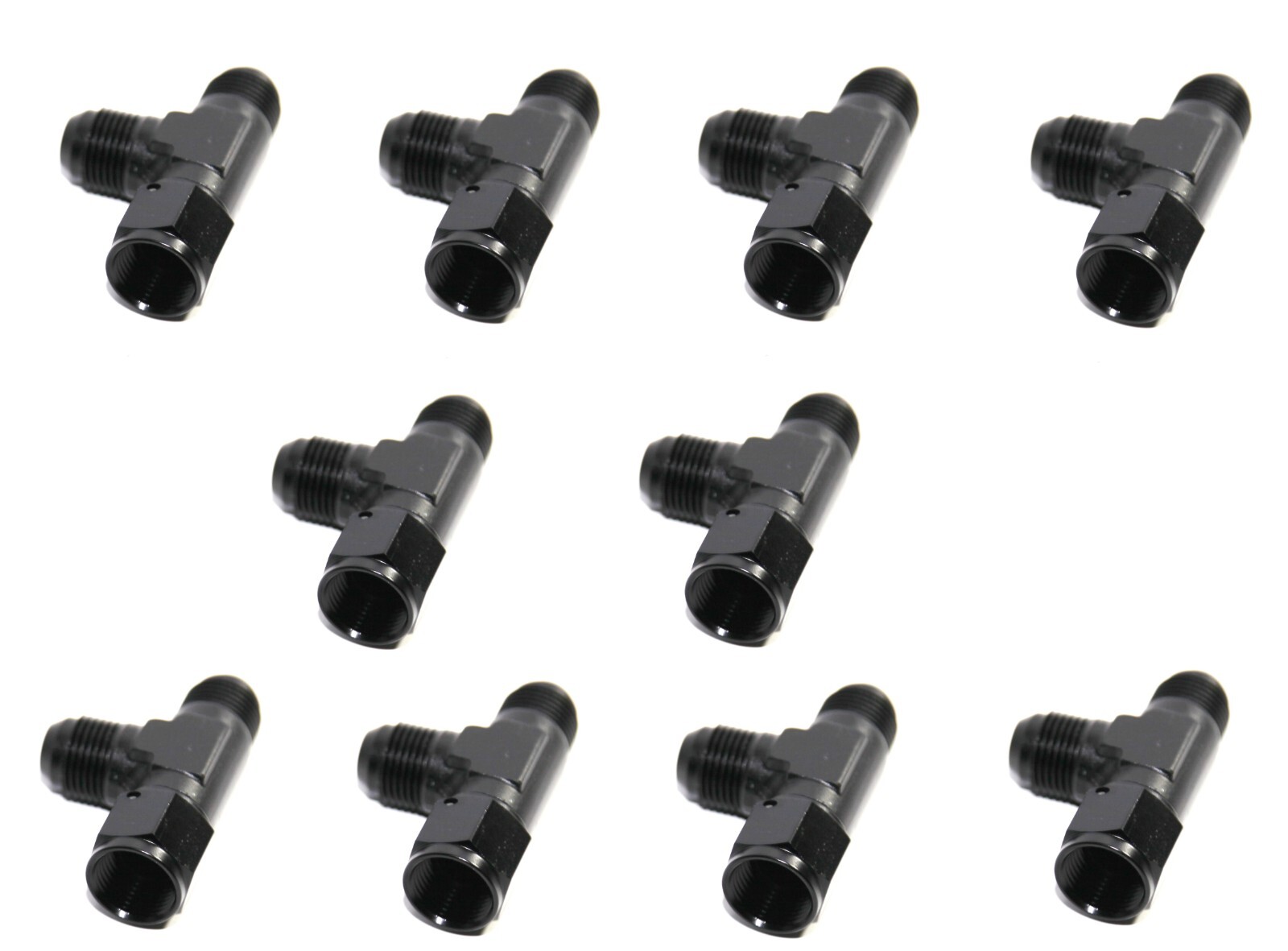 10PC 3-Way Tee T-Piece Fitting Adapter AN8 8-AN Female to 2X AN8 8-AN ...