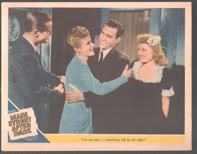 Main Street After Dark 11"x14" Lobby Card Audrey Totter Selena Royle | eBay