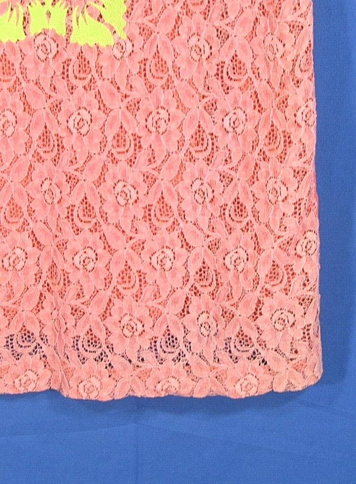 FLYING TOMATO Coral Pink/Multi LOTUS FLOWER Lace Overlay LINED Tank ...