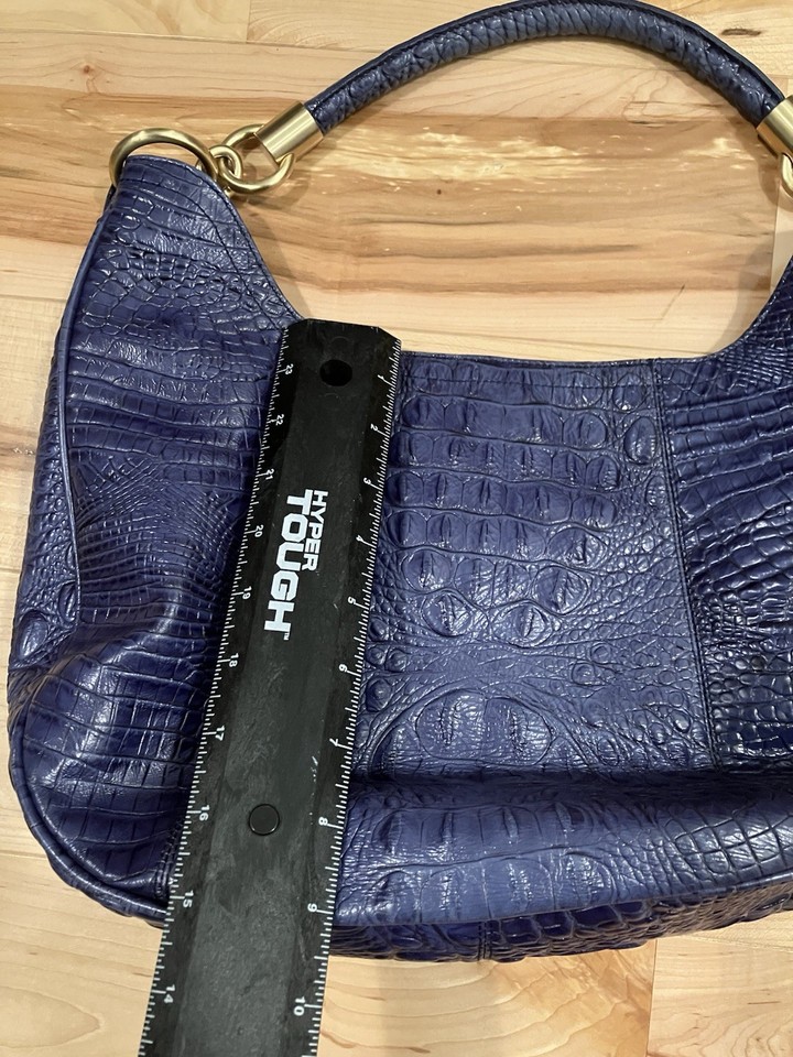 Brahmin Carmela Melbourne Leather Hobo Bag Blue Indigo Croc Embossed ...