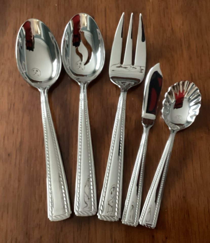 Oneida Stainless FLOURISH 5 Piece Serving Set 18/10 China Flatware ...