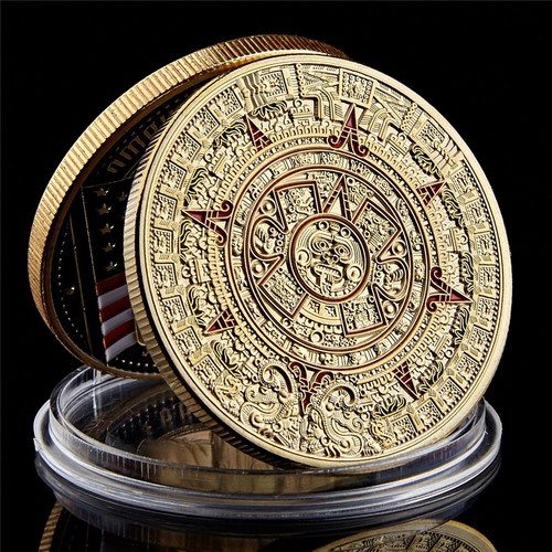 Mexico Mayan Aztec Gold Plated Calender Azetc Color Souvenir Coin ...
