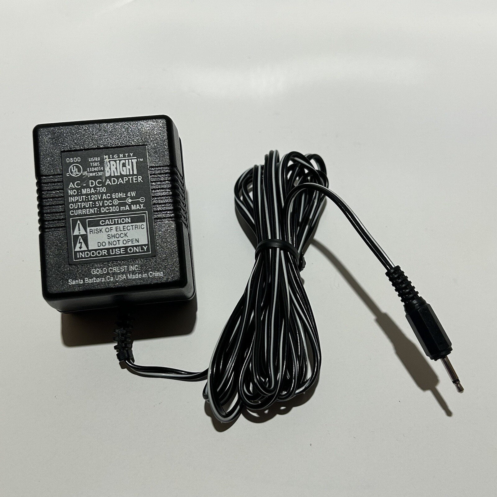 Mighty Bright AC-DC Adapter No MBA-700 5V DC DC 300mA | eBay
