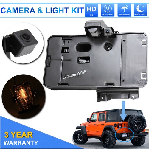 Rear View Backup Camera & License Plate Bracket & LED Light for Jeep ...