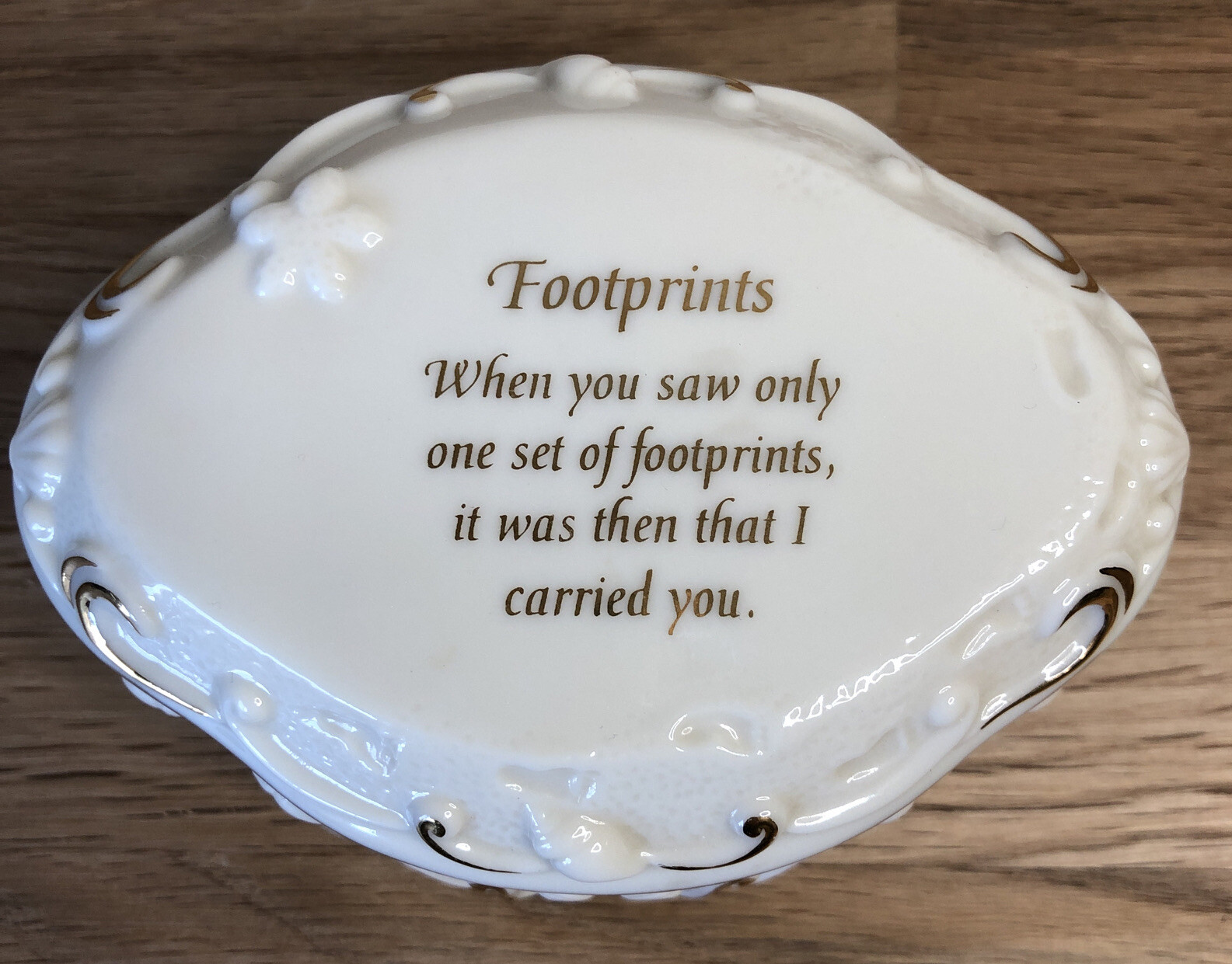 Lenox Fine Porcelain & Gold Music Box Inspired by the Poem Footprints ...