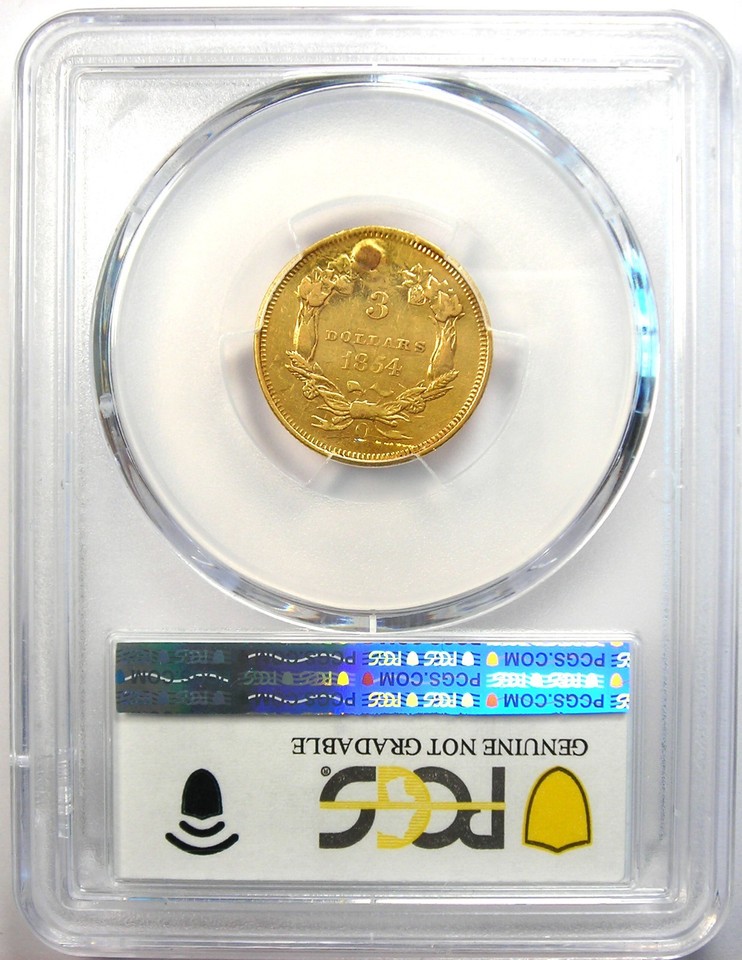 1854-O Three Dollar Indian Gold New Orleans Coin $3 - Certified PCGS XF ...