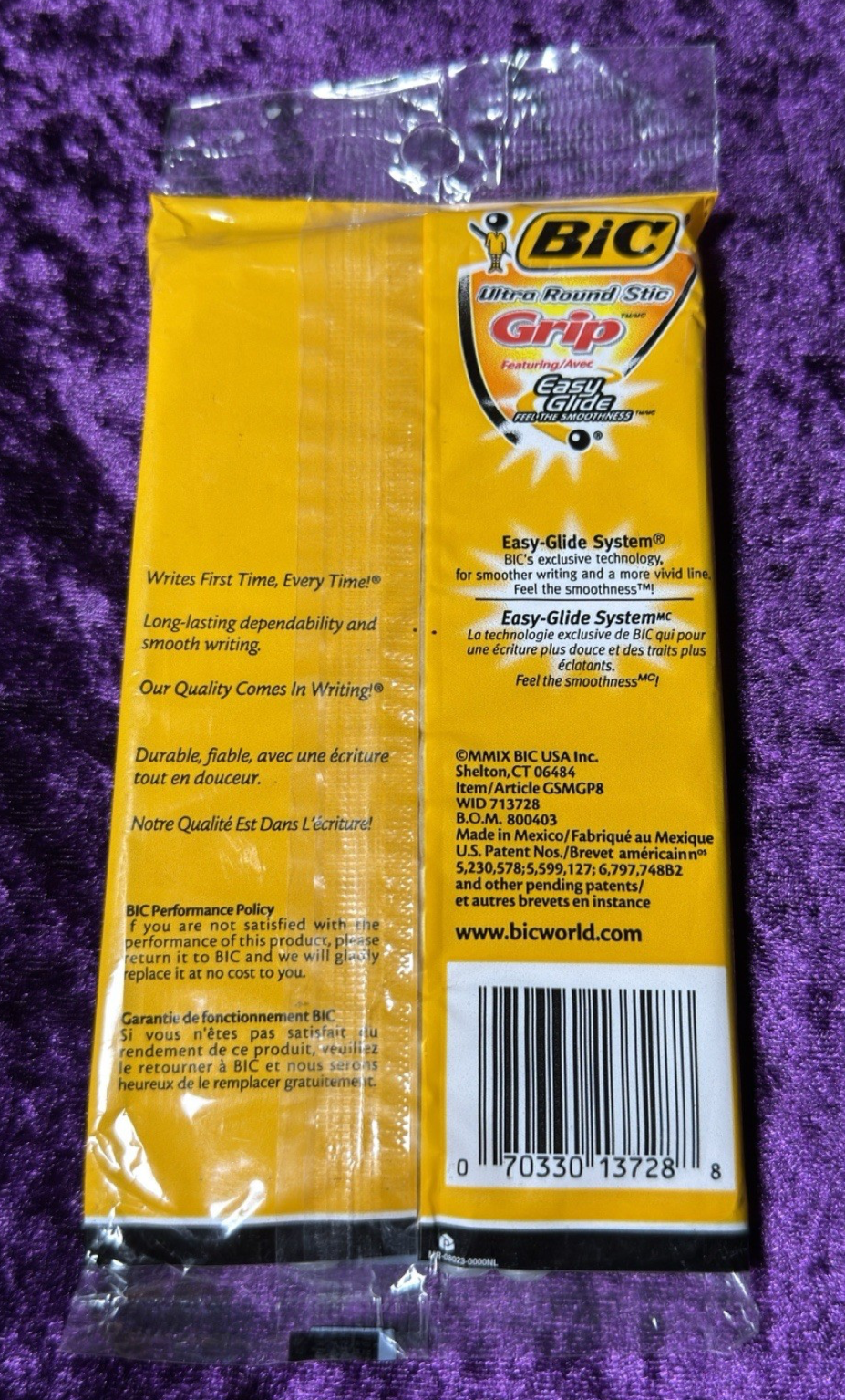 Bic Ultra Round Stic Grip Easy Glide Black Medium Ball Pens Pack of 8 ...