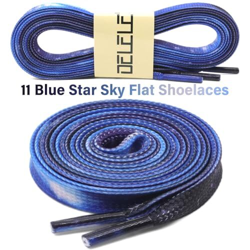 Flat Gradient Shoe Laces Blue Star Sky Print Shoelaces Sneakers 47 inch ...