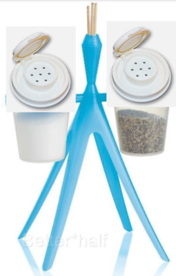 Tupperware Salt and Pepper Shakers with Stand White Seals + Toothpick ...