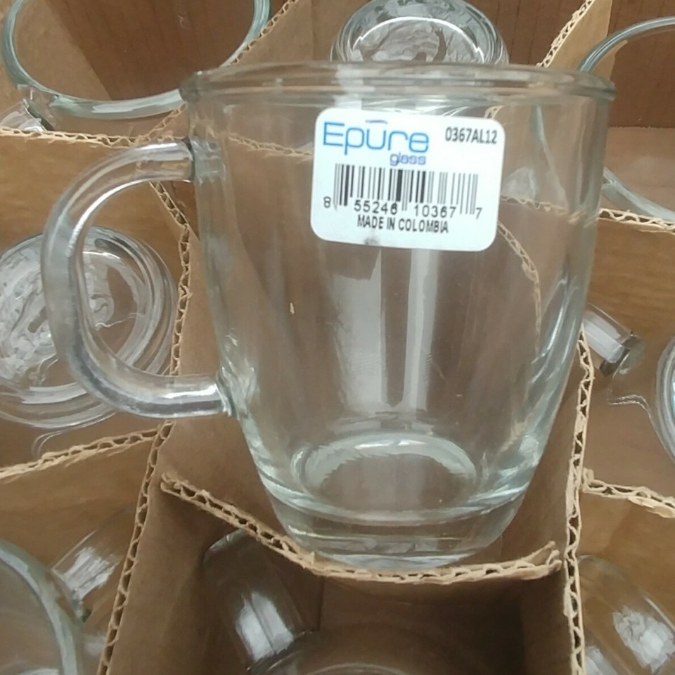 Epure 12 oz Clear Glass Coffee Mug Espresso Cup Durable & Elegant -Set ...