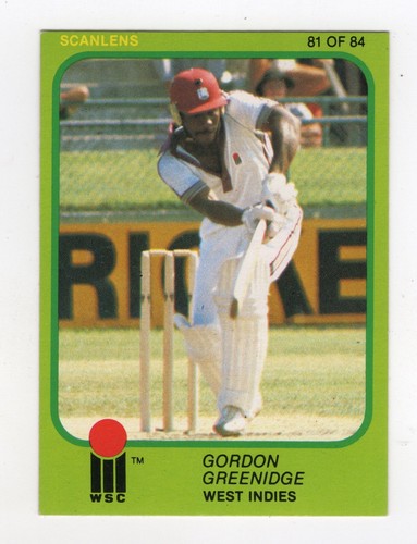 Scanlens World Series Cricket 1980/81. #81 Gordon Greenidge | eBay