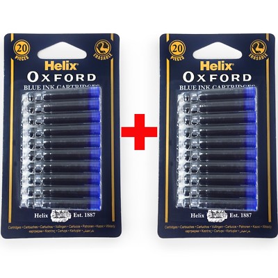 Helix Oxford Ink Cartridge Refills – Blue ink – 2 x Blister Packs – 40 ...
