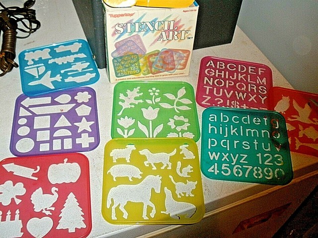 Tupperware Tuppertoys Stencil Art 8 stencils in original box Complete ...