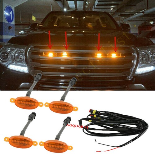 4pcs Raptor Style Amber Lens Grille LED Lights For Toyota Land Cruiser ...