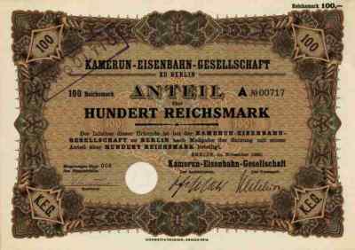 Kamerun Eisenbahn 1930 Berlin Duala Manengubagebirge 100 RM Wagner ...