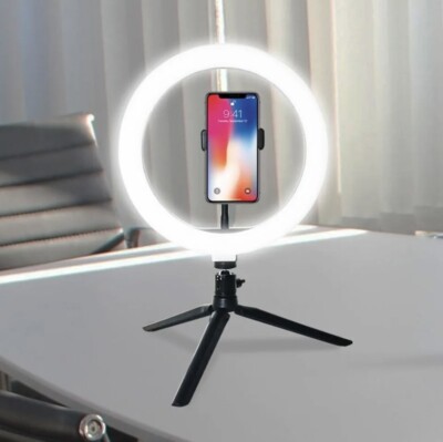 10'' LED Ring Light Phone Holder Portable Photo Selfie Makeup Video ...