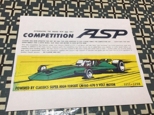 VINTAGE CLASSIC INDUSTRIES COMPETITION ASP CAR POSTER PAGE VERY COOL ...