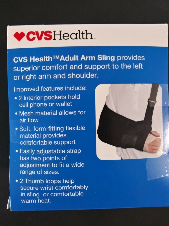 CVS Health Arm Sling Adult with Adjustable Fastener - Right or Left Arm (Black) | eBay