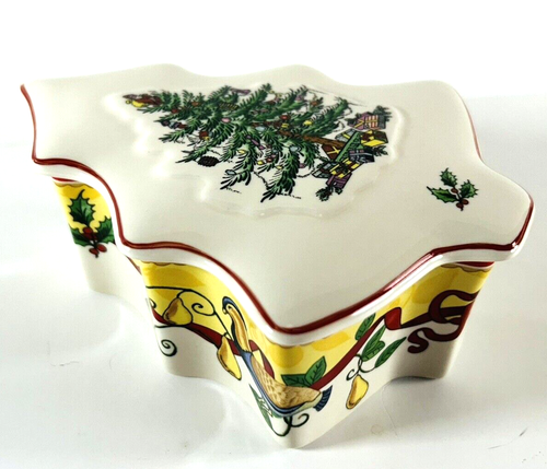 Spode Annual Christmas Tree Shaped Candy Trinket Box Dish 2012 ...