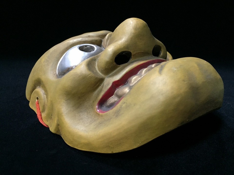 F1930 Japanese Vintage Pottery Wall Hanging Decoration Mask 2pc Demon ...