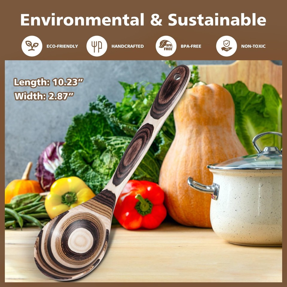 Pakkawood Ladles Wooden Big Soup Ladle Wood Kitchen Utensil Spoon for ...