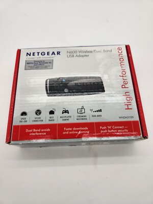 NETGEAR N600 Wireless Dual Band USB Adapter WNDA3100 New - Open Box ...