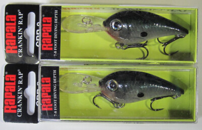 2 Rapala Crankin'Rap CCR8 VMC Black Nickel Hooks 3D Holographic Eyes ...