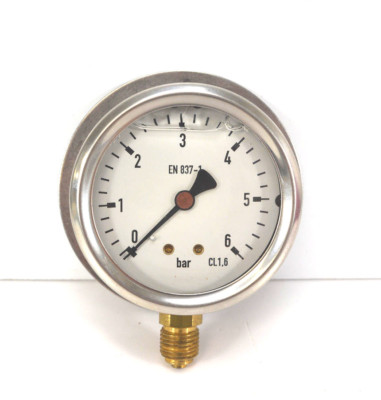 Manometer 0-6 bar | Ø 63 mm | senkrecht unten 1/4" | Cl. 1,6 | EN 837-1 ...