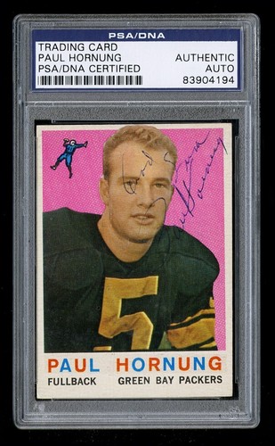1959 TOPPS #82 PAUL HORNUNG HQ PSA AUTOGRAPHED VINTAGE PEN SIGNED GOOD ...