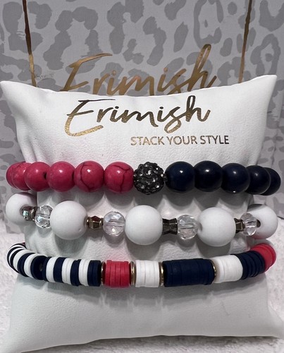 NEW! ERIMISH Bracelets - 3 Pc Stack - Red, White & Blue | eBay