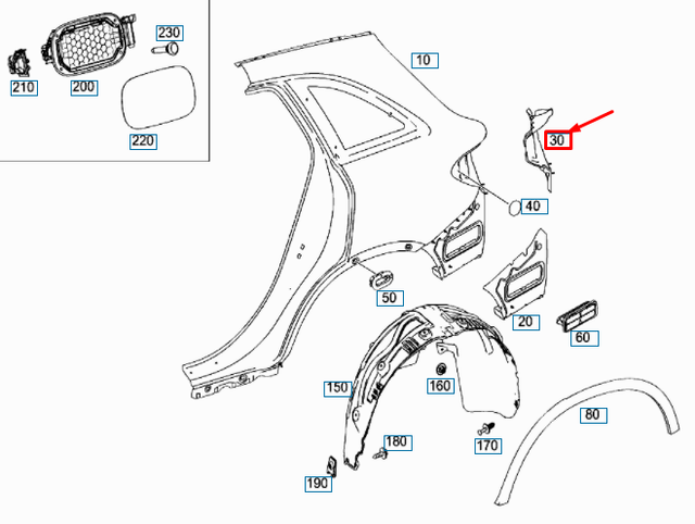 MERCEDES-BENZ GLC X253 Rear Right Tail Lamp Pocket Panel A2536307401 ...