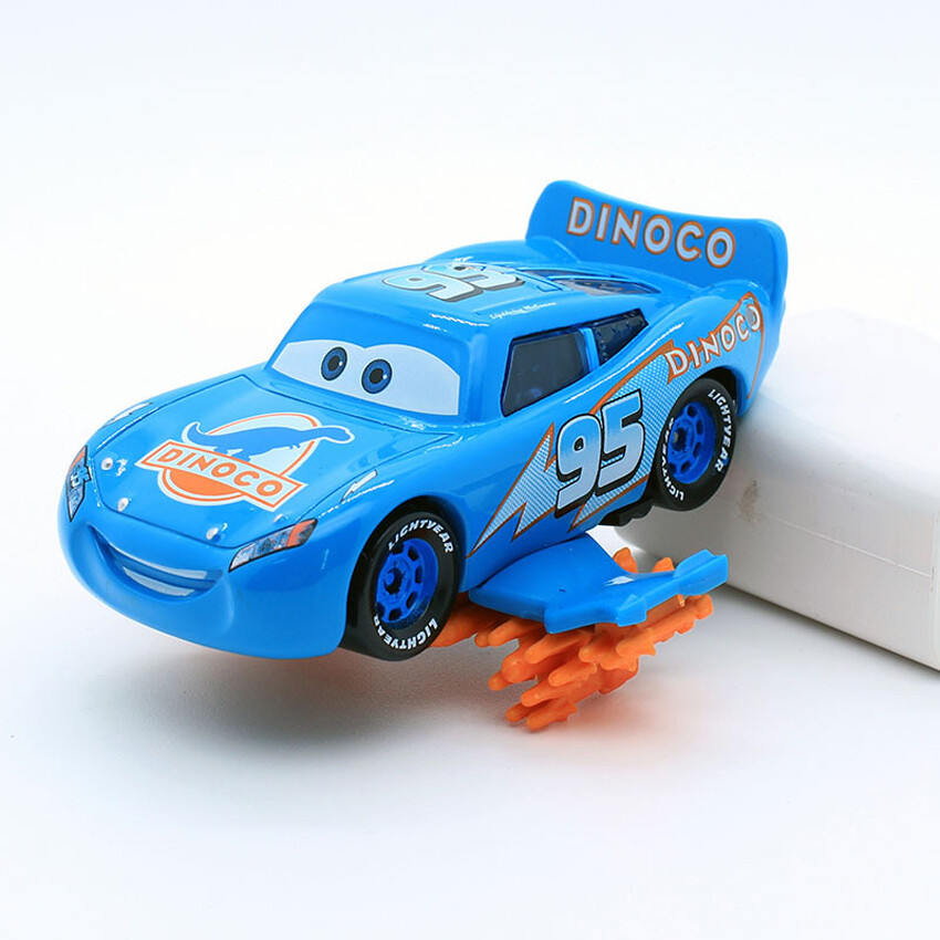 Diecast Model Car Disney Pixar Cars Blue Lightning McQueen Dinoco King ...