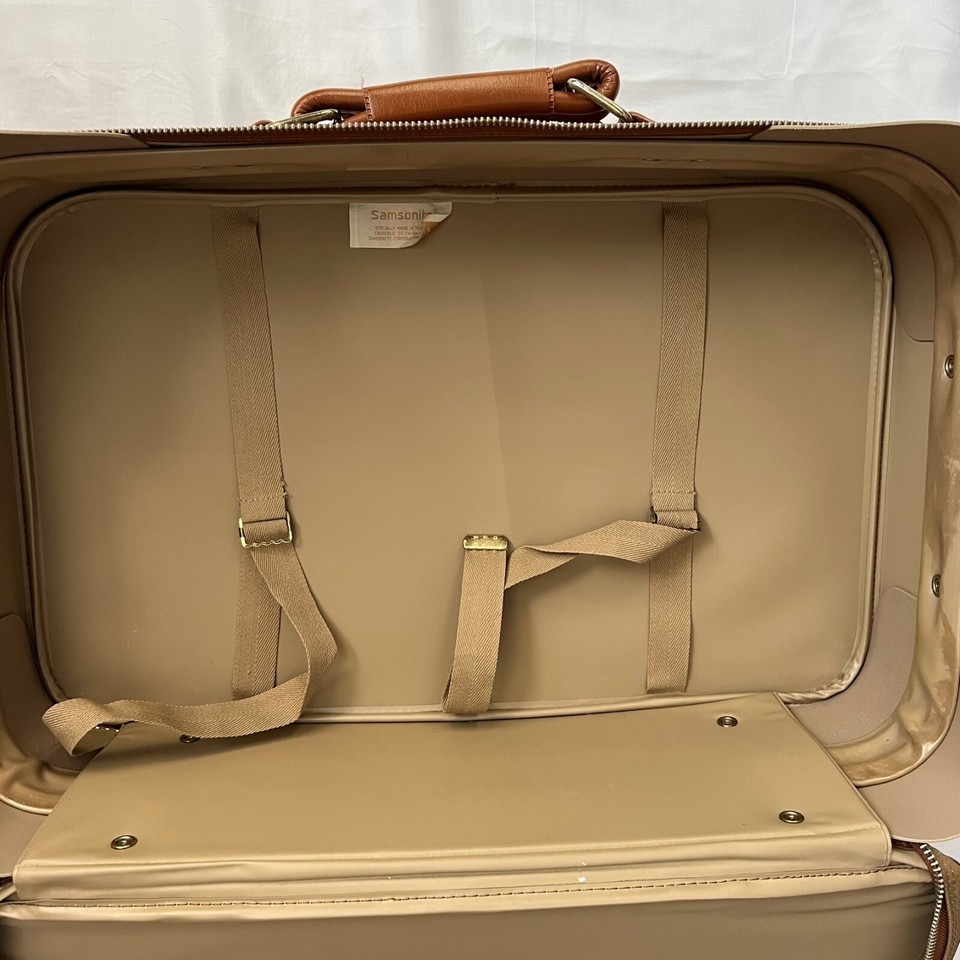 Vtg Samsonite Brown Tan 21x13x7 Handled Suitcase Luggage Brown Soft ...