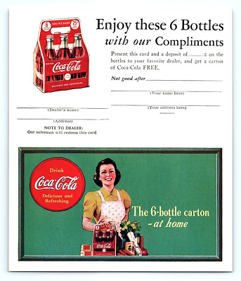 Coke Advertising Card Vintage Original Coca-Cola Soda Coupon ...