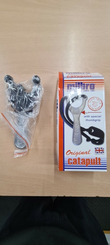 Milbro Traditional Original Thumb Press Slingshot Catapult Metal Frame ...