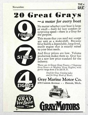 1930 Print Ad Gray Marine Motors Vee Drive Gear Detroit,MI | eBay