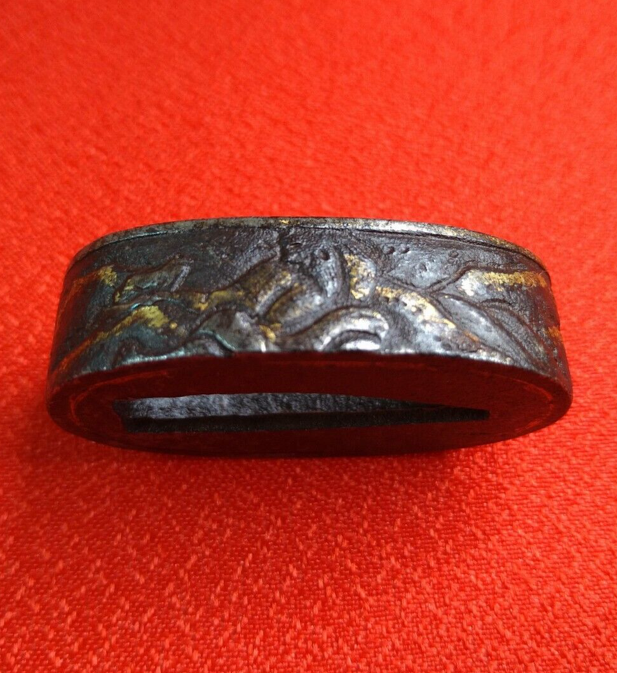 Fuchi & Kashira Silver Hermit-designed Antique SAMURAI Sword Parts ...