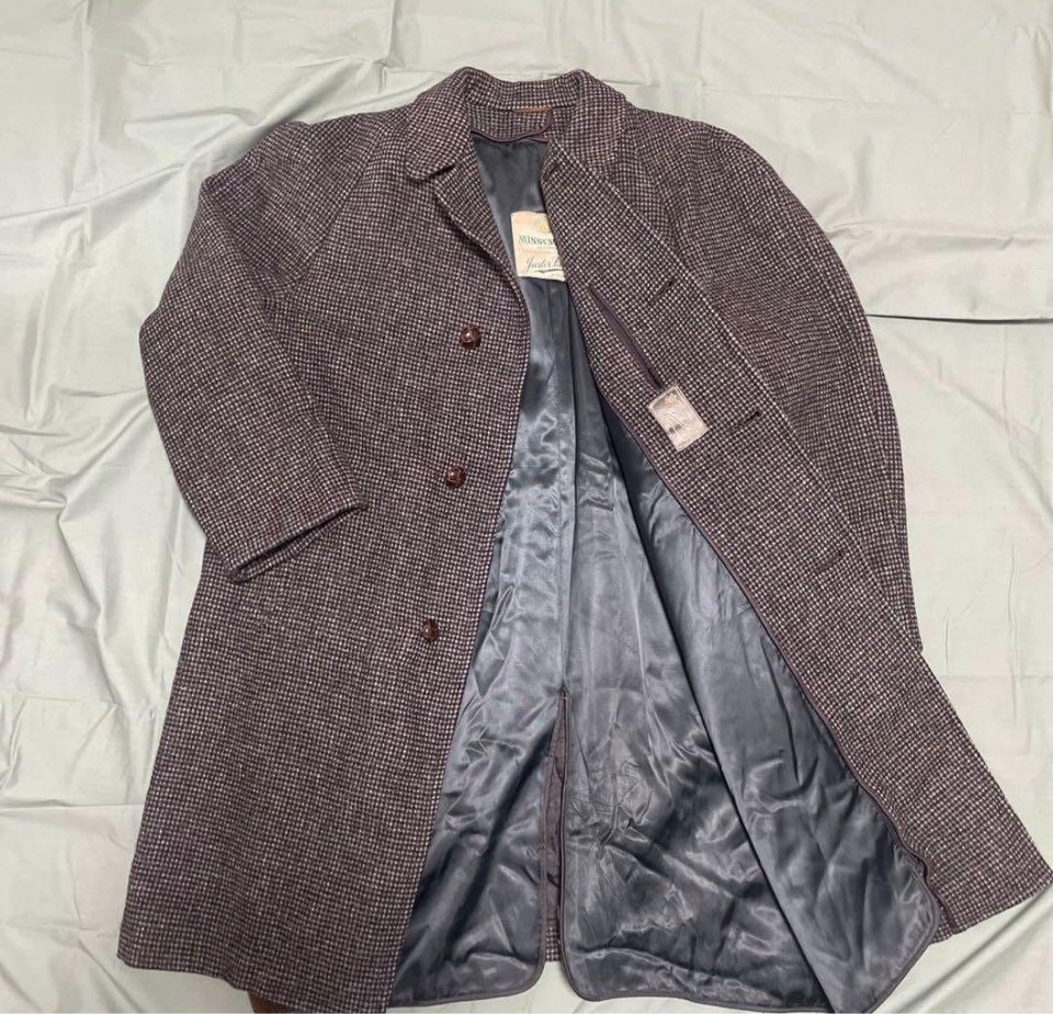 Harris Tweed Men's Tweed Check Raglan Long Overcoat Removable Liner ...