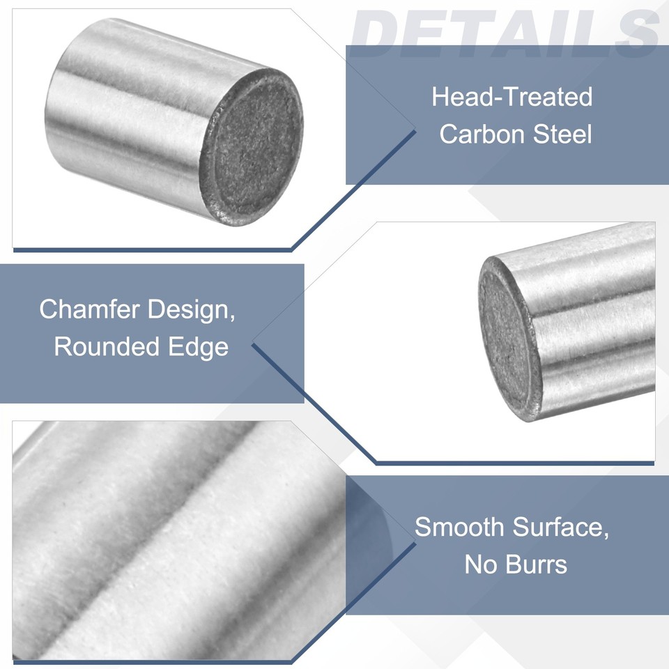 10 Pcs Carbon Steel Dowel Pins, 3/16" x 1/2 " Round Steel Metal Rods ...