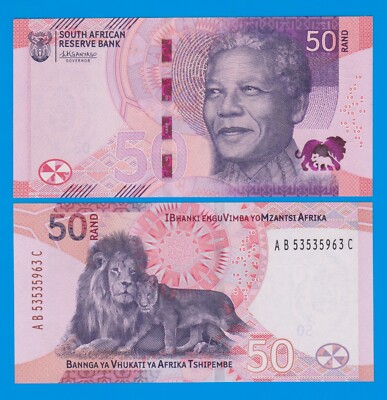 South Africa 50 Rand P 150 NEW Design 2023 UNC Nelson Mandela, Lion | eBay