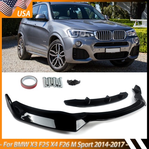 For BMW X3 F25 X4 F26 2014-2017 M Sport Glossy Front Bumper Lip Spoiler ...