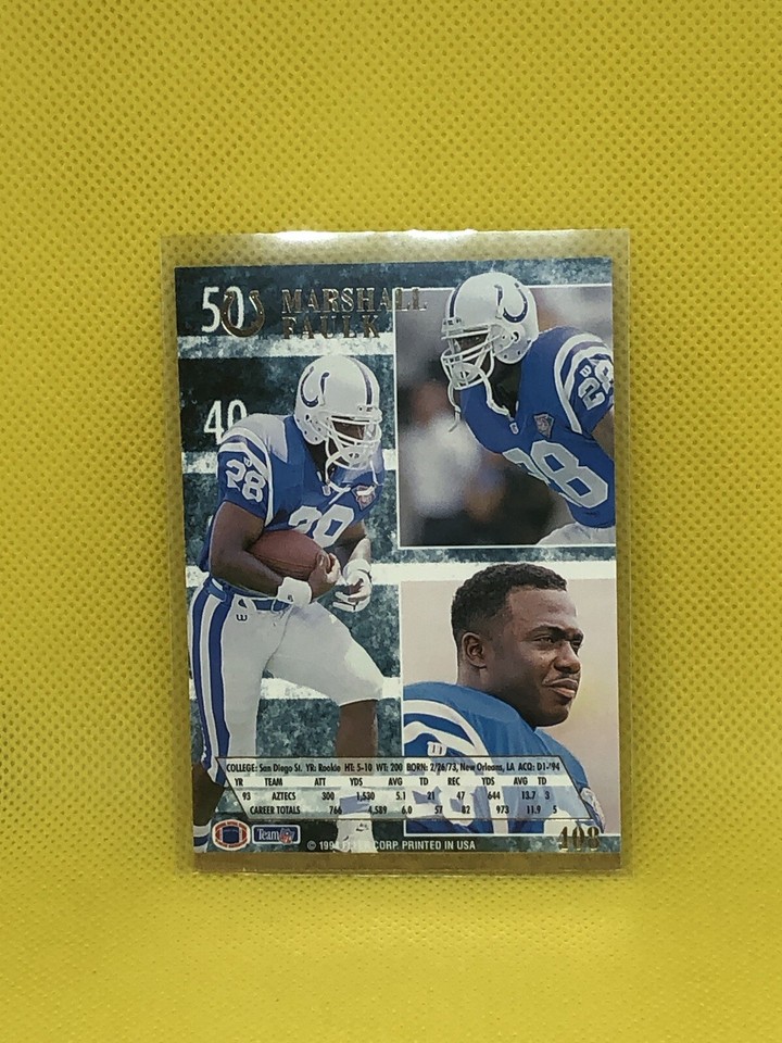 1994 Fleer Ultra Marshall Faulk Rookie Card #408 RC HOF Colts Rams | eBay