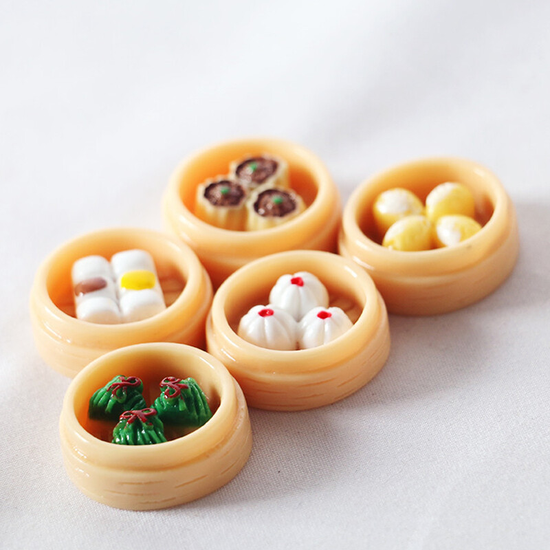 5pcs 1:12 Scale Miniature Dollhouse Chinese Dim Sum Food for Decor Toy ...