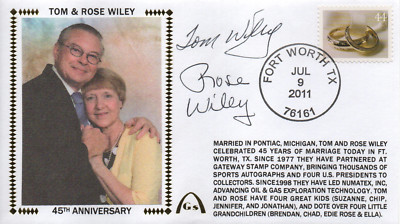 Tom Wiley & Rose Wiley Autographed July 9, 2011 First Day Cover | eBay