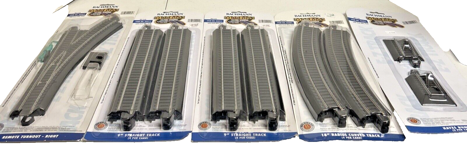 Bachmann EZ Track HO Scale Lot of 5 Packages Black Road Bed Silver ...